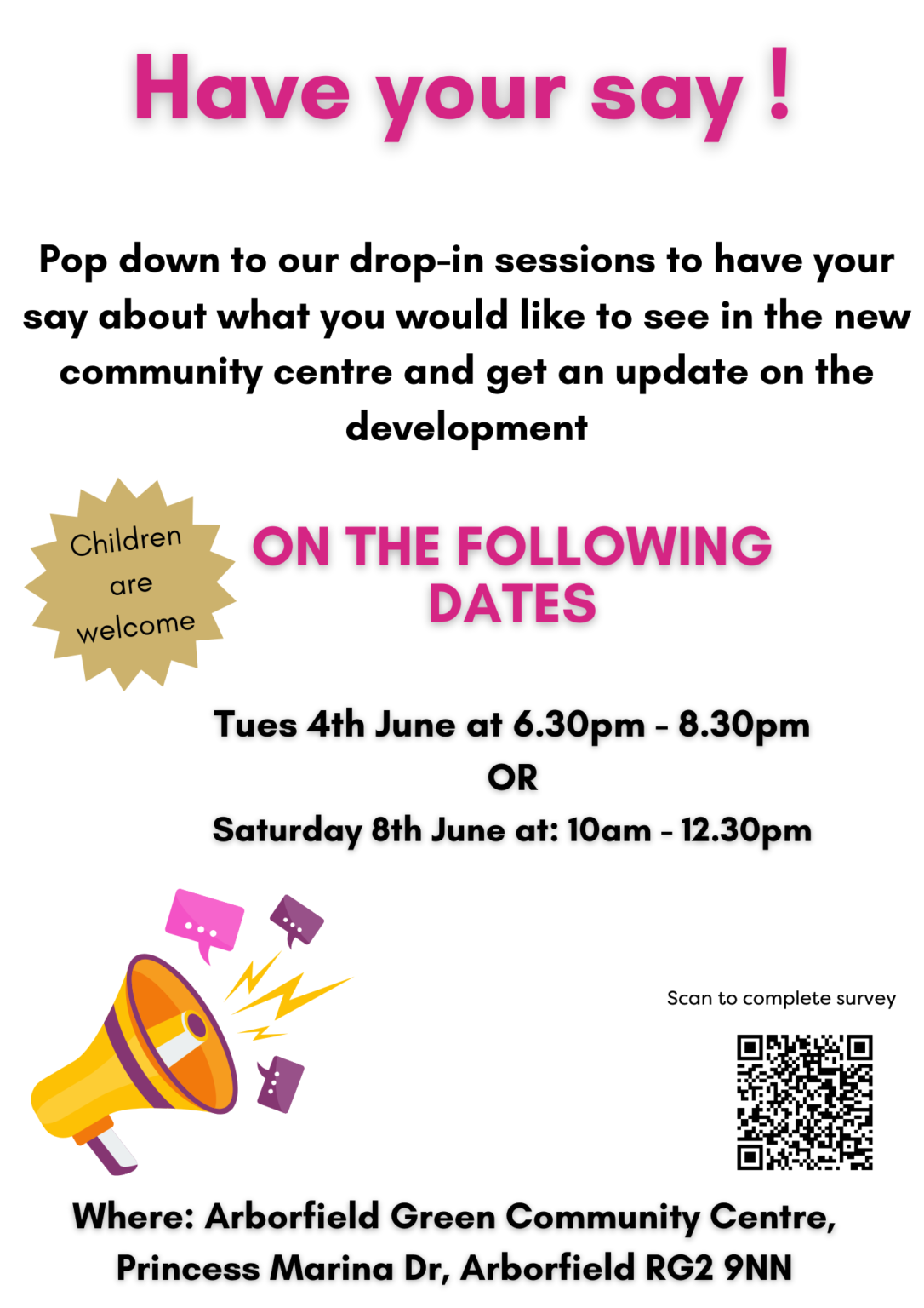 Arborfield Green Community Meetings 4th June 6:30pm-8:30pm & 8th June ...